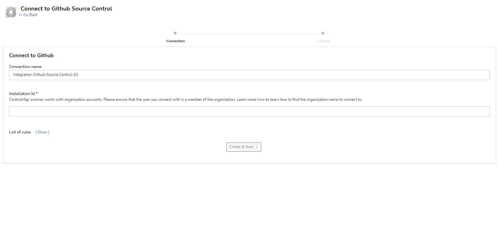 Creating a GitHub integration – ControlMap