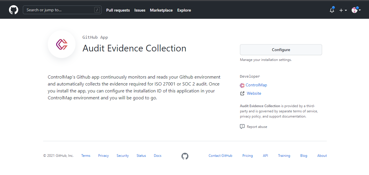 Creating a GitHub integration – ControlMap