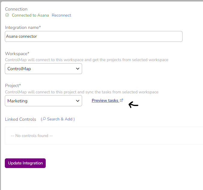 Asana Connector – ControlMap