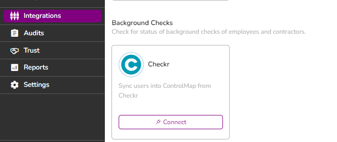 Connecting to CHECKR for background checks – ControlMap