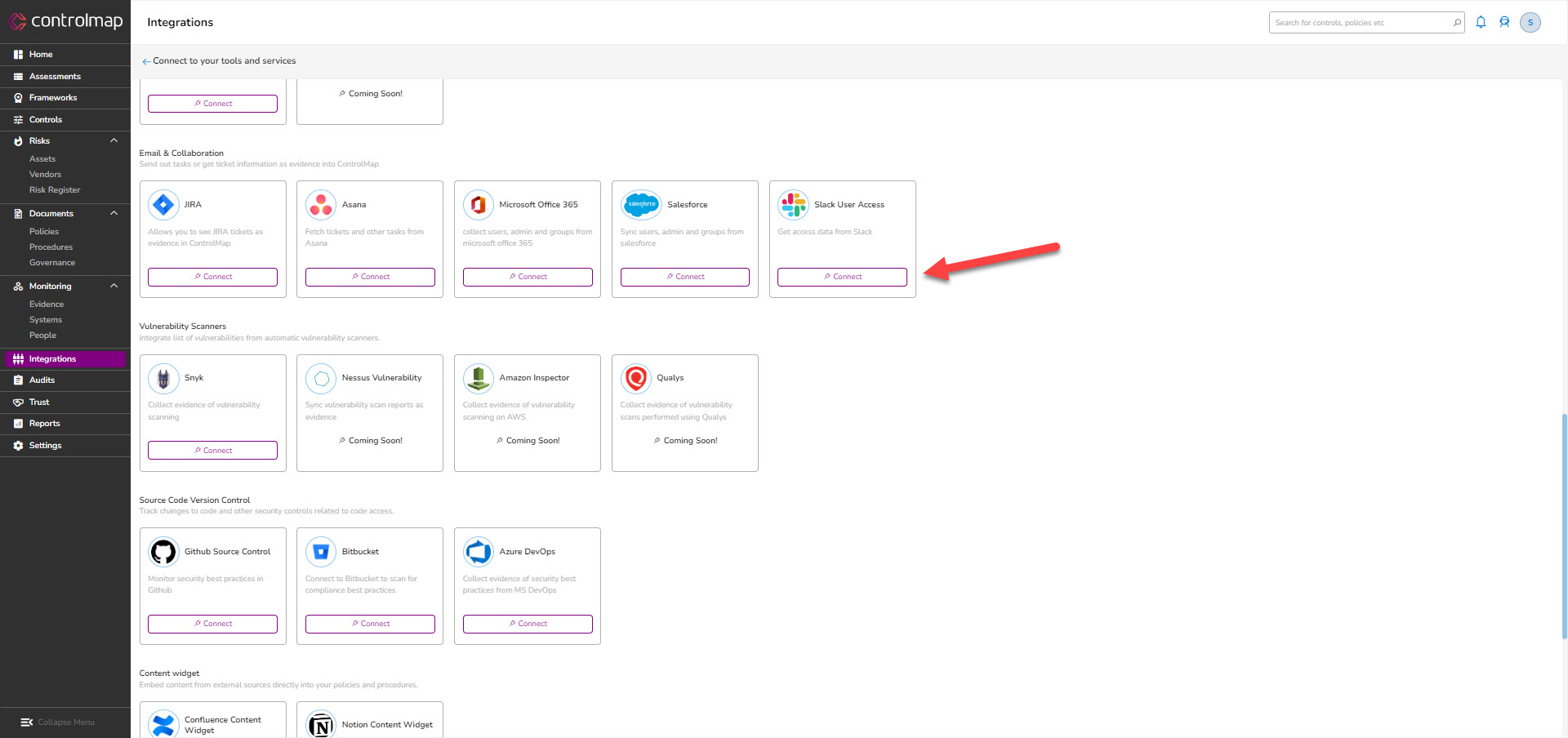 Integrating With Slack Controlmap